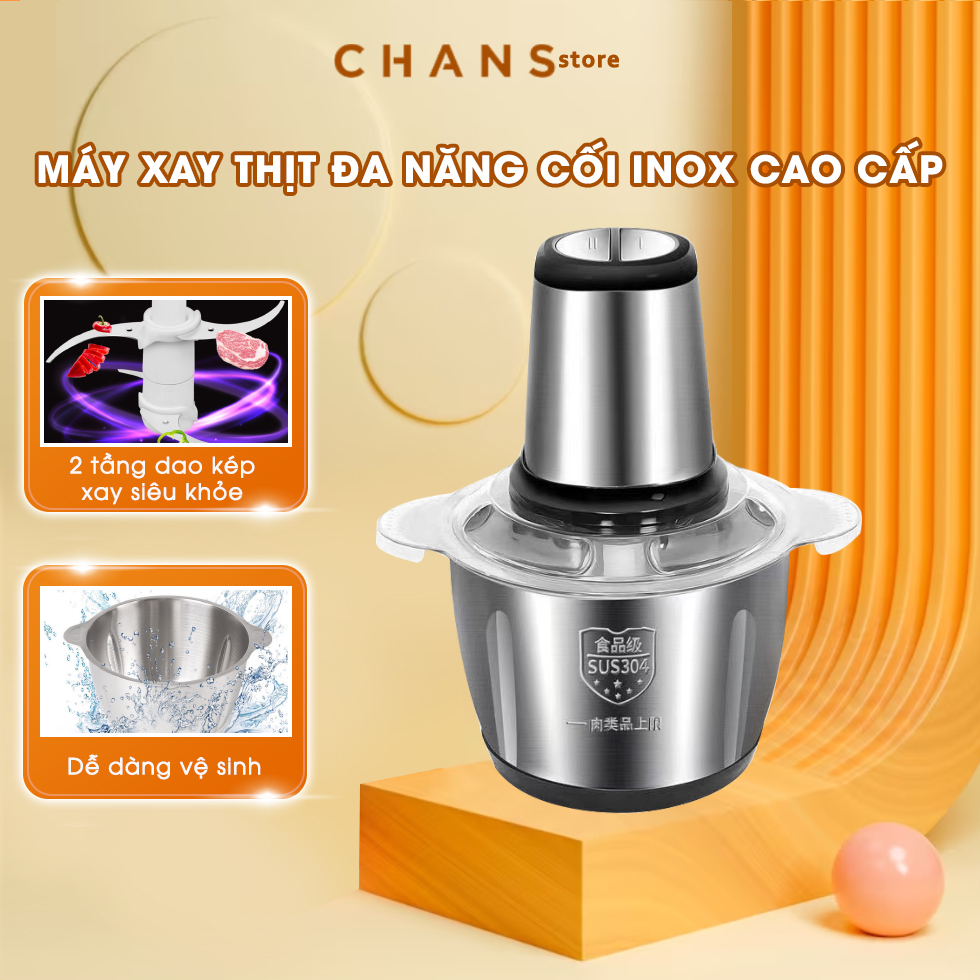 Máy Xay Thịt Đa Năng Cối INOX 304 2L Công Suất 250W, 4 Lưỡi, Cối xay ...