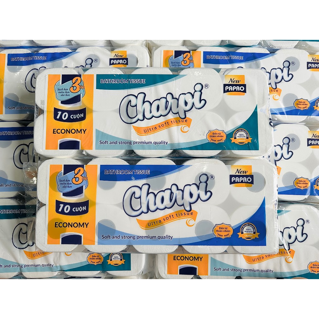 Giấy vệ sinh Charpi Economy có lõi (không lõi) 0.9kg | Shopee Việt Nam