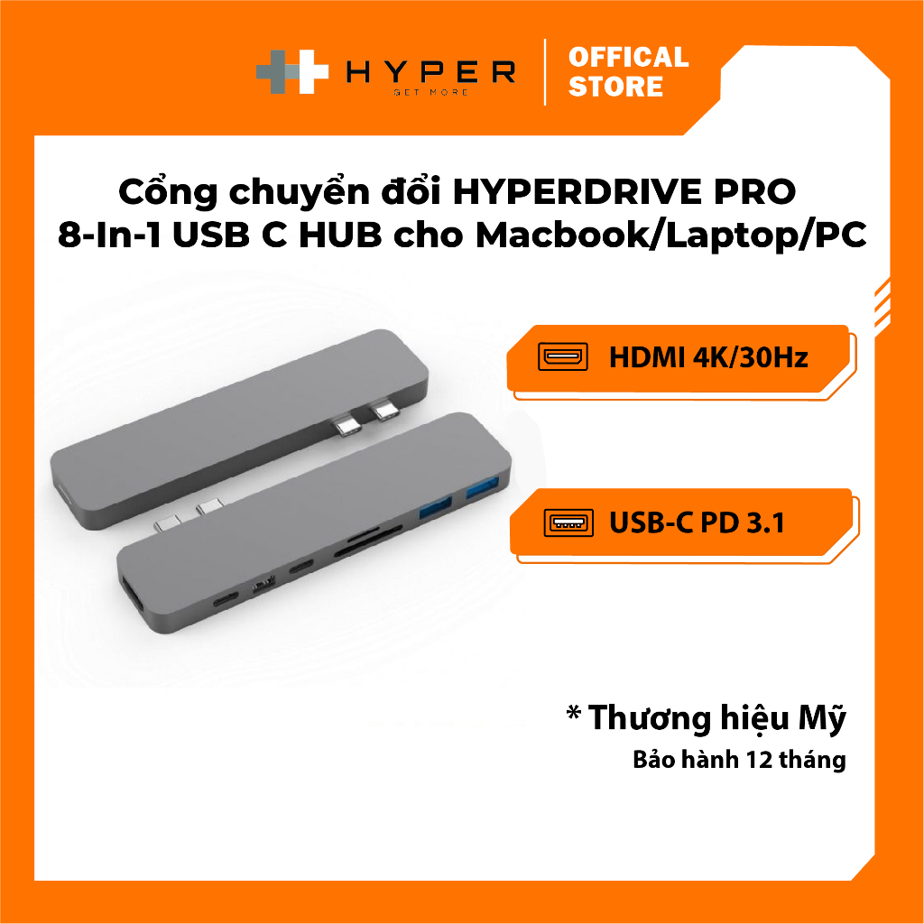 Cổng chuyển HyperDrive PRO 8-IN-2 Hub cho USB-C MacBook Pro/Air - GN28D ...