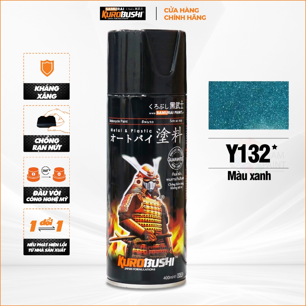 COMBO Sơn SAMURAI màu xanh Yamaha Y132 gồm 4 chai đủ quy trình độ bền ...