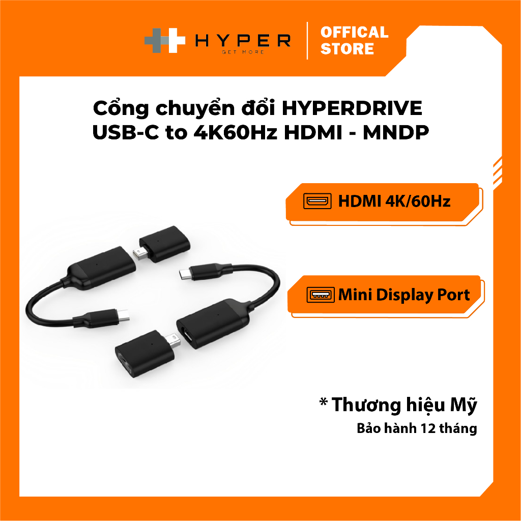Cổng chuyển HyperDrive USB-C to 4K60Hz HDMI & Mini DisplayPort Hub ...