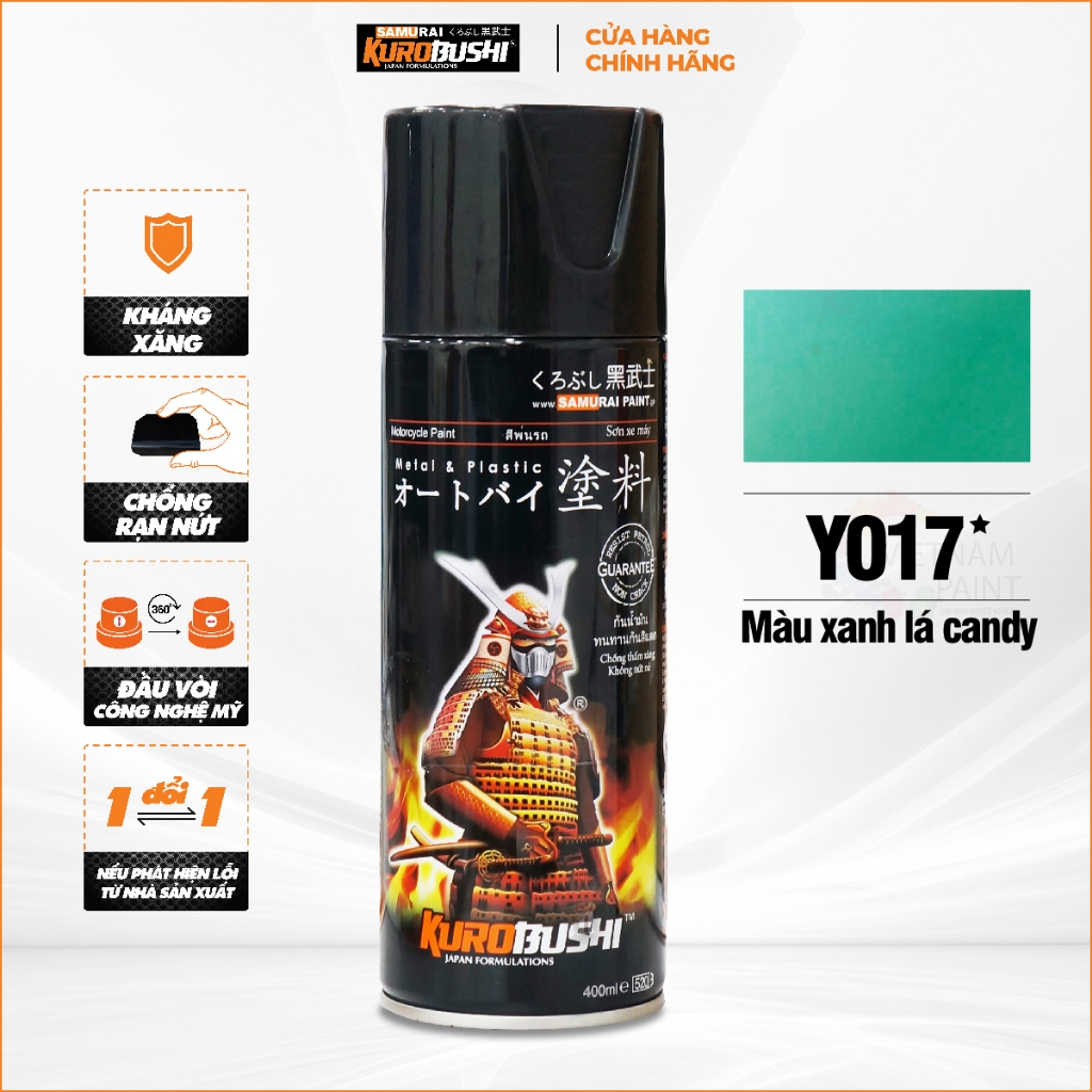 Sơn xịt Samurai Kurobushi - MÀU XANH CANDY Yamaha Y017 (400ml) chuyên ...