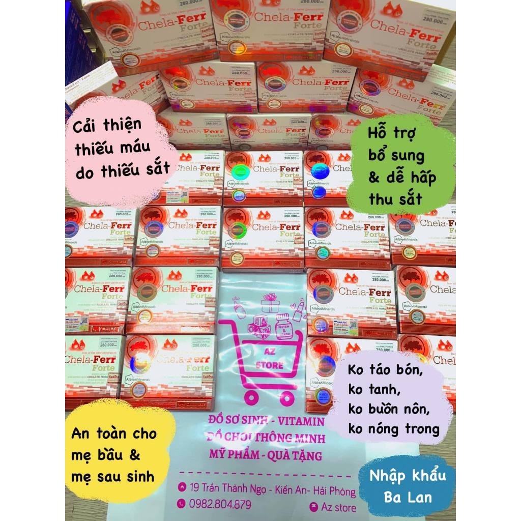 Sắt Chela-Ferr® Forte-Sắt hữu cơ kèm folic acid,vitamin C, B6, B12 cho ...