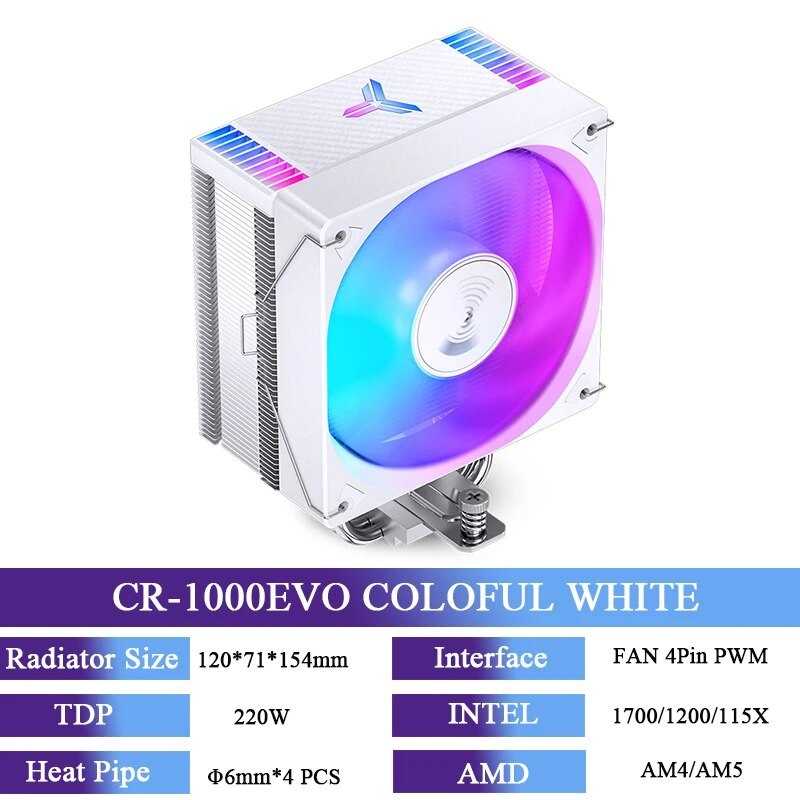 ĐEN/ TRẮNG Quạt Tản Nhiệt, Fan CPU Led RGB JONSBO CR1000- 4 Ống Đồng ...