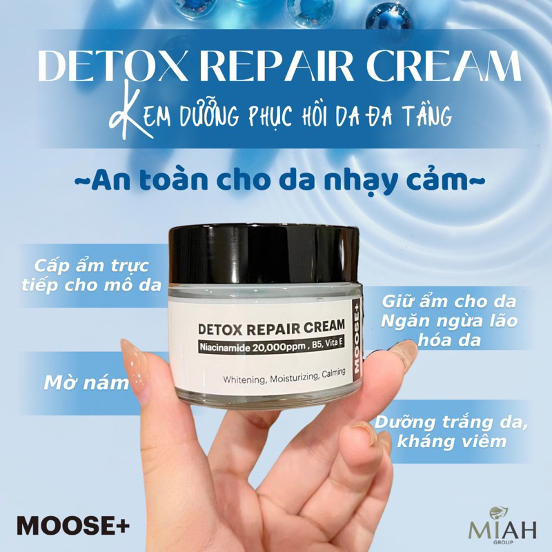 Kem dưỡng phục hồi trắng da moose detox repair cream hạn dùng 2026 ...