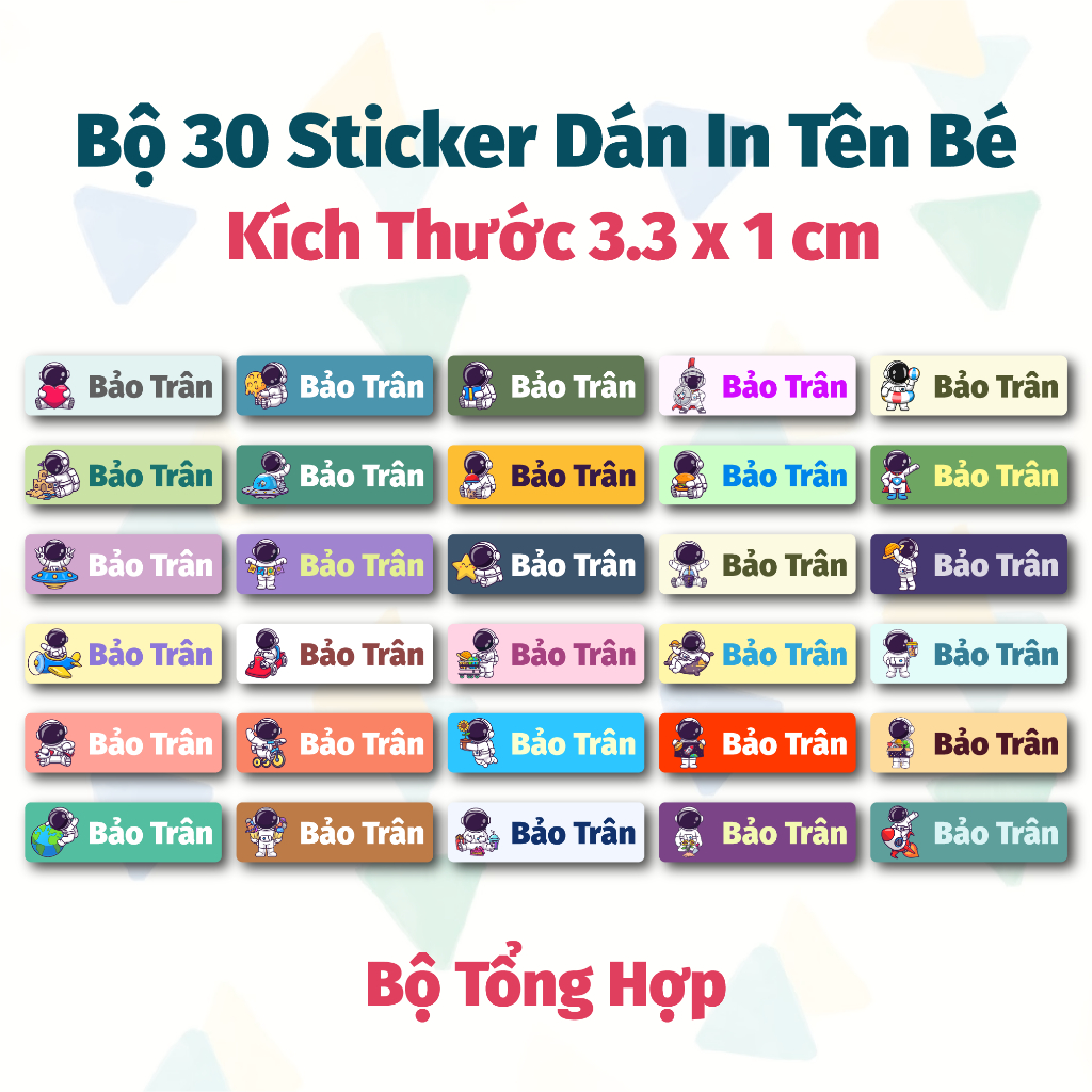Bộ 30 Tem Sticker Dán In Tên Mẫu Phi Hành Gia - Sticker Đánh Dấu Dụng ...
