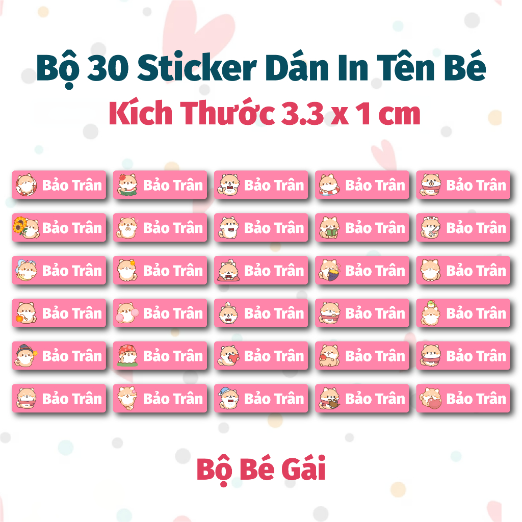 Bộ 30 Tem Sticker In Tên Mẫu Cún Cưng - Sticker Đánh Dấu Dụng Cụ Học ...
