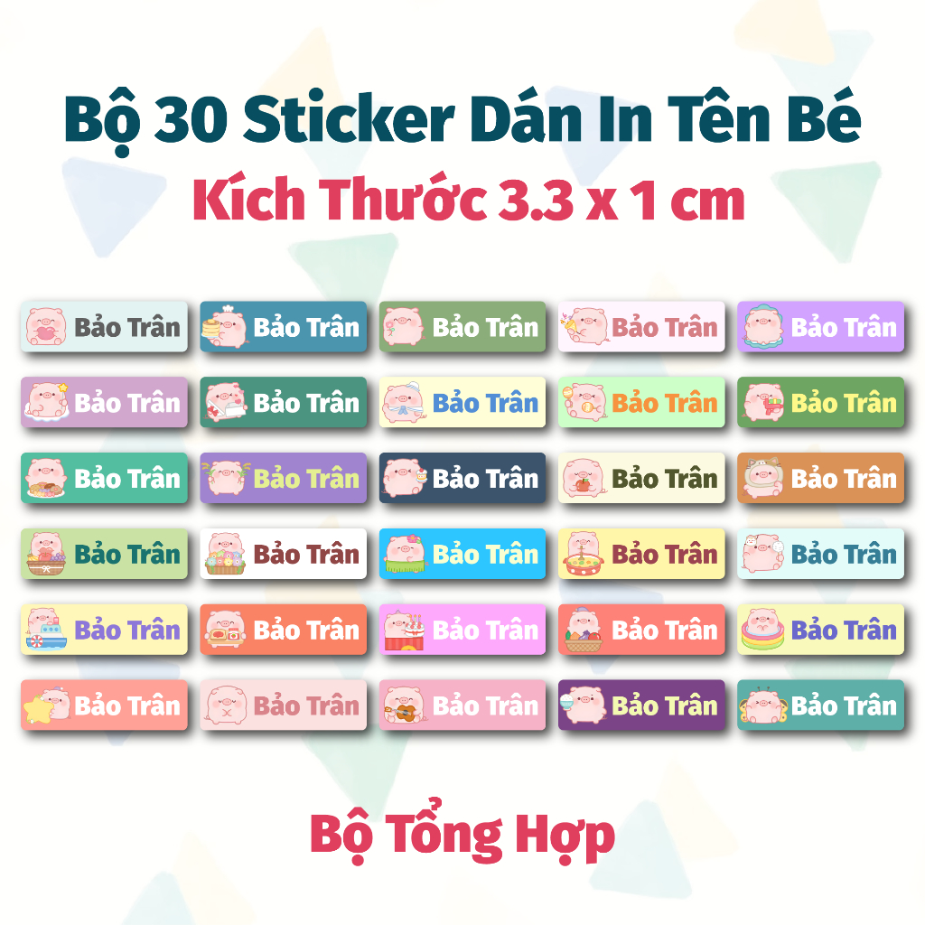 Bộ 30 Tem Sticker In Tên Mẫu Heo Xinh - Sticker Đánh Dấu Dụng Cụ Học ...