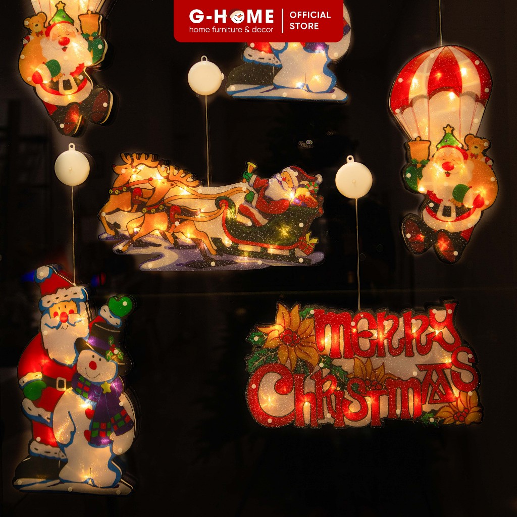 Đèn LED trang trí Giáng sinh Ghome, đèn treo tường treo cửa kính decor ...