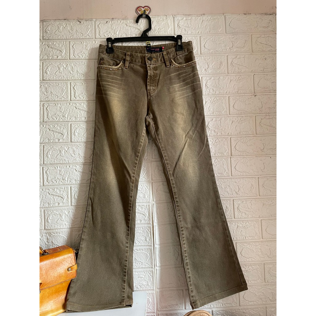 (Thanh lý đồ cá nhân) Quần jeans ống loe TOMIX cạp thấp | Shopee Việt Nam