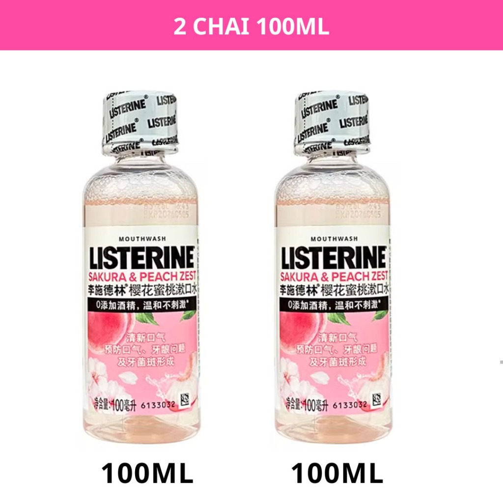 Nước súc miệng Listerine Đào 250ml và 500ml, 100ml - Sakura & Peach ...