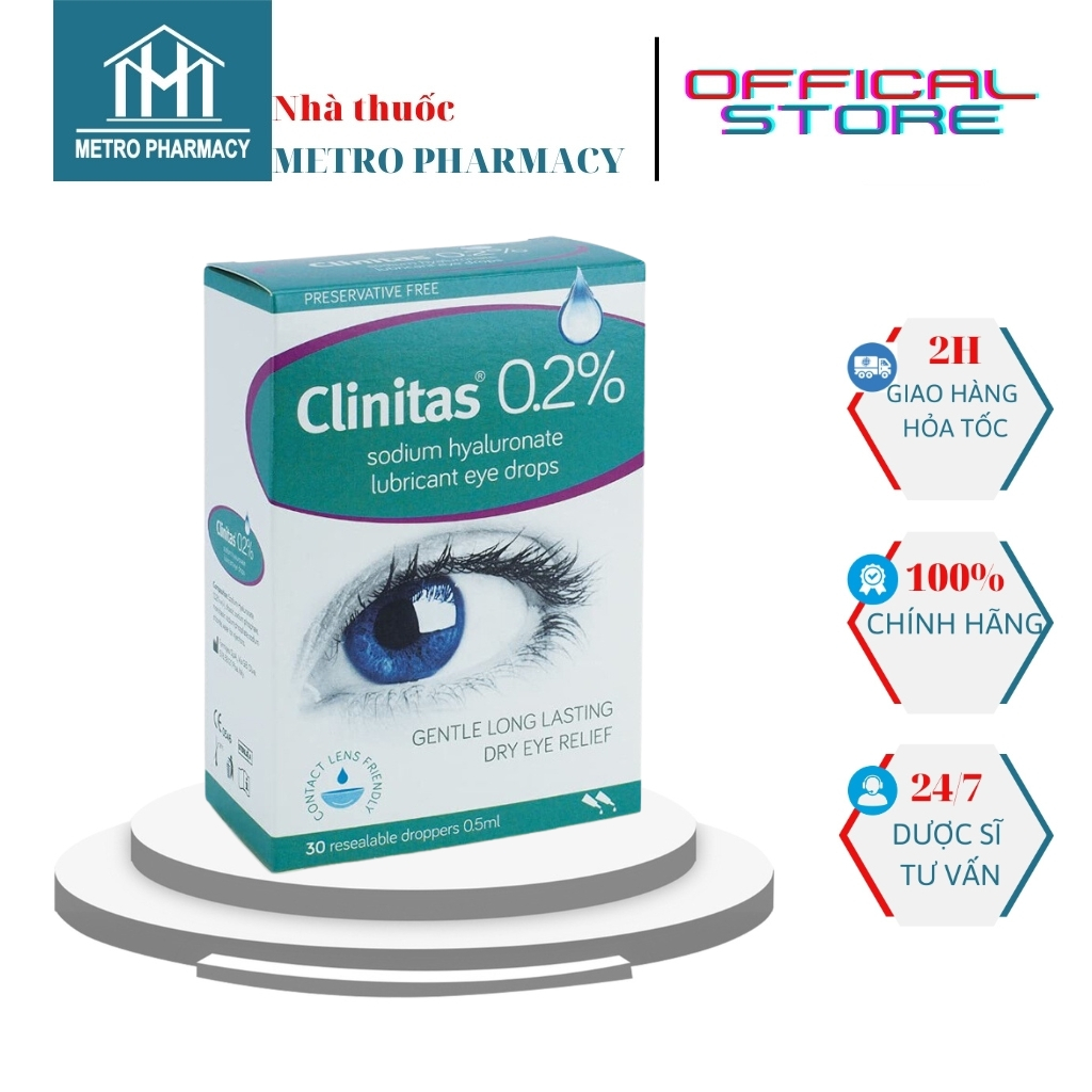 Dung dịch nhỏ mắt Clinitas 0.2%-Nước mắt nhân tạo-Nước mắt nhỏ lens ...