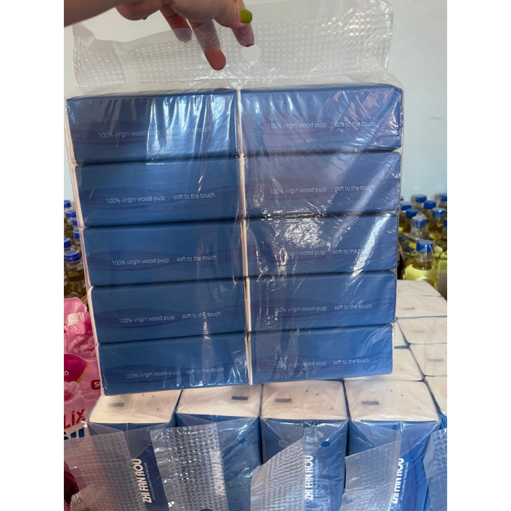 Combo 10 gói khăn giấy rút Zhi Fan Rou 5 lớp dùng vệ sinh trong gia ...