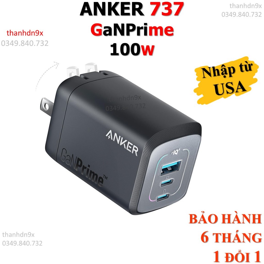 Sạc Anker PrimeGan 100W 737 A2343 2C 1A chính hãng siêu nhỏ gọn ...