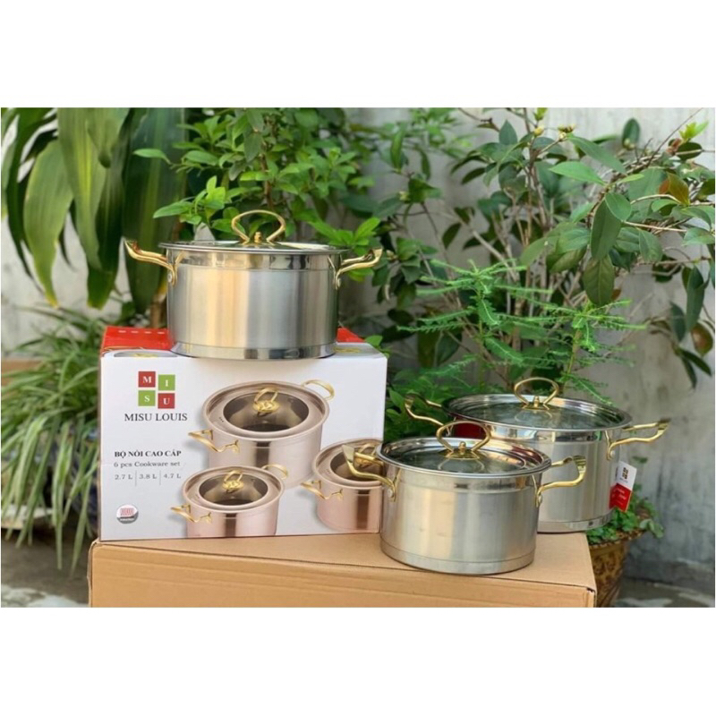Bộ 3 Nồi MISU LOUIS Hàng Chuẩn 3 Đáy Dày Dặn | Shopee Việt Nam