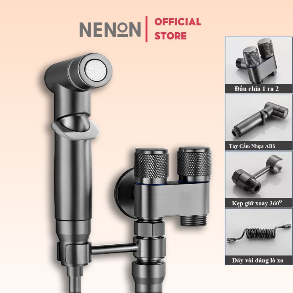 Bộ Vòi Xịt Vệ Sinh 2 Đường Nước Ra INOX304 Kèm Dây Dài 1,5m - NENON ...