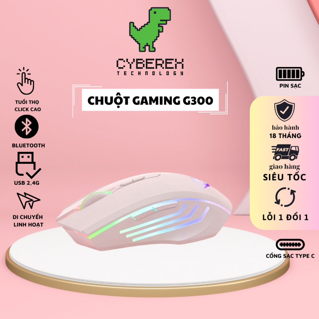 Chuột máy tính gaming CYBEREX G300 không dây wireless bluetooth 2 chế ...