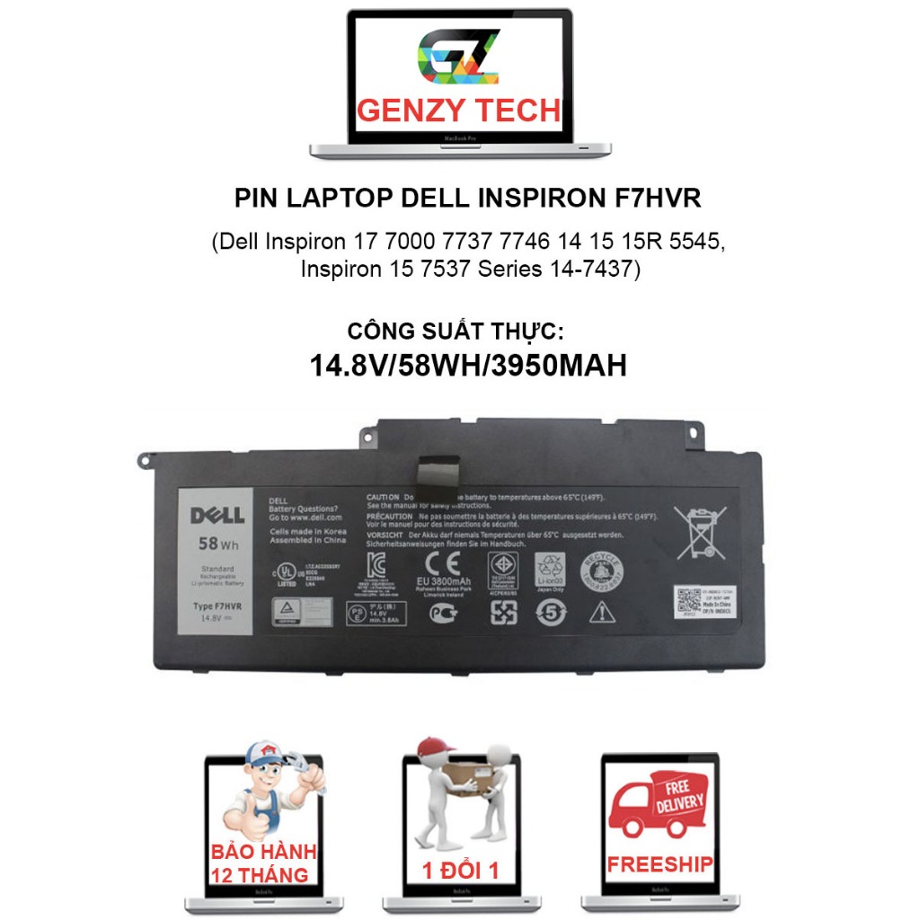 Pin Laptop Dell Inspiron 17 7000 7737 7746 14 15 15R 5545, Inspiron 15 ...