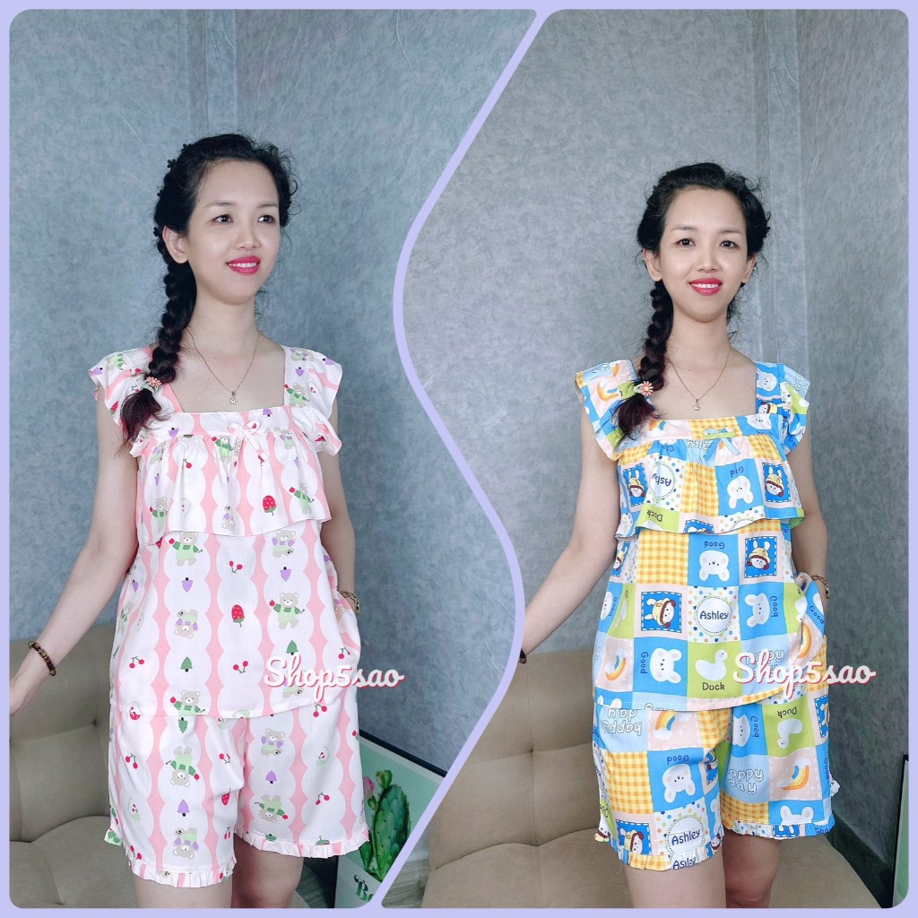 Đồ tole nữ, bộ lanh nữ quần đùi bèo ngực 43-75kg F21 VNXK Shop5sao | Shopee Việt Nam