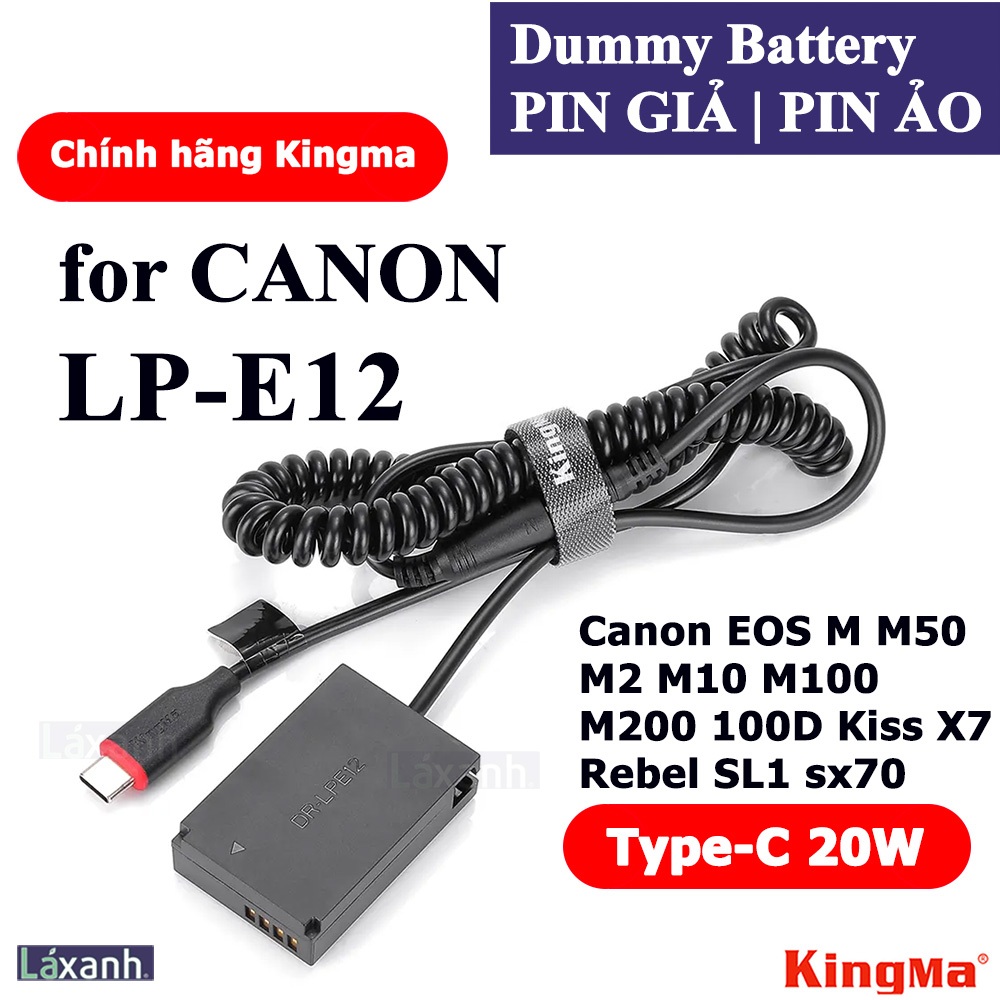 Dummy Type-C Canon LP-E12 | Pin giả pin ảo pin dummy battery Canon LPE12 100D M M2 M10 M50 M100 ...