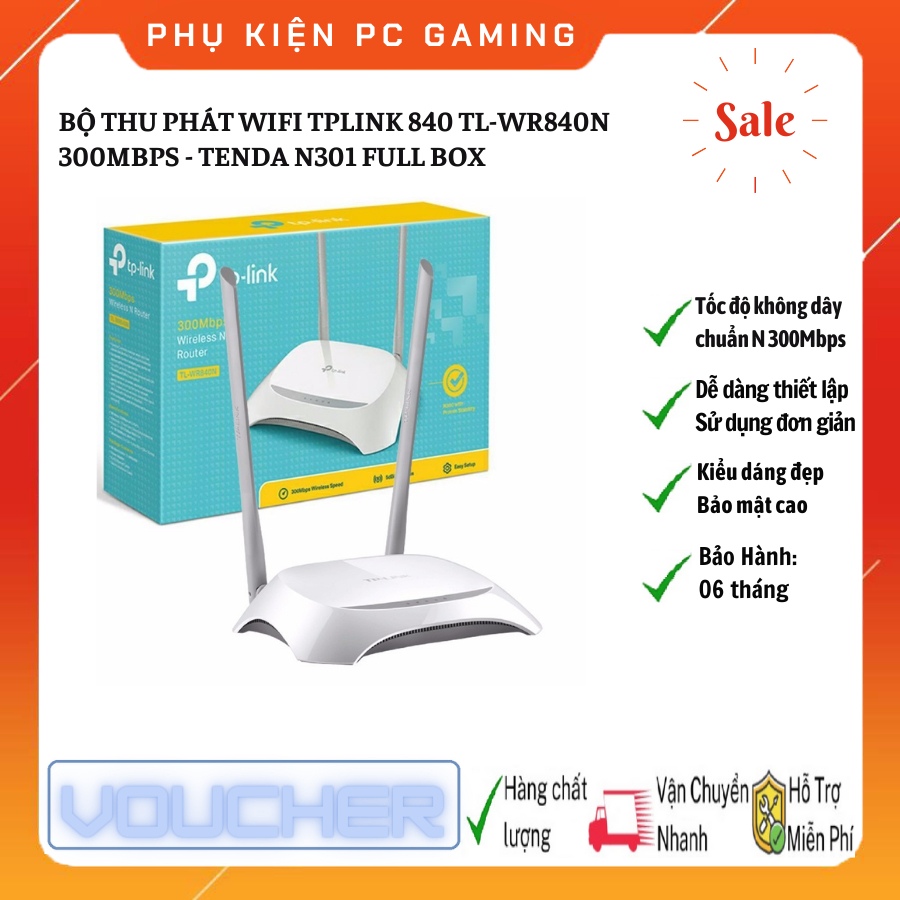 Bộ thu phát WIFI TPLink 840 TL-WR840N 300Mbps Tenda N301- FULL BOX ...