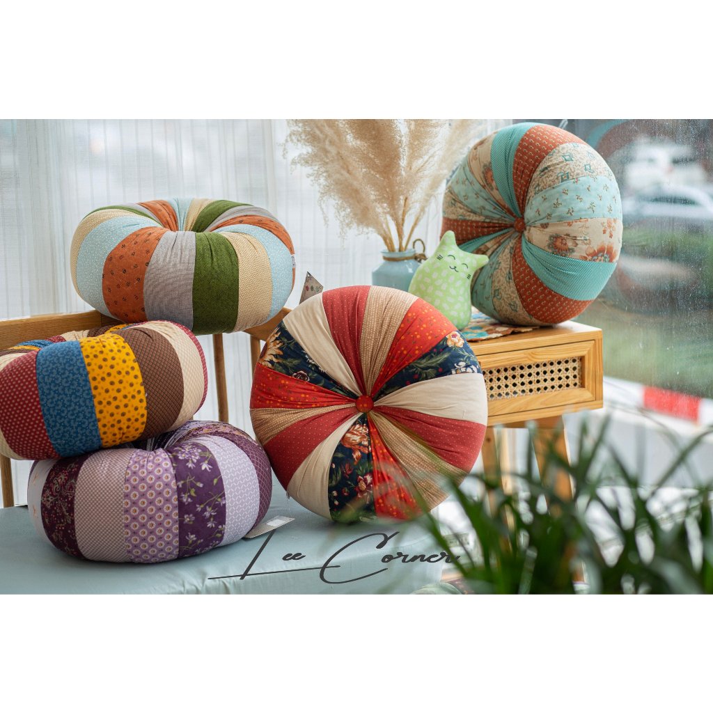 Gối tựa sofa, gối bí ghép vải Handmade nhiều màu LEE CORNER, may 2 lớp ...