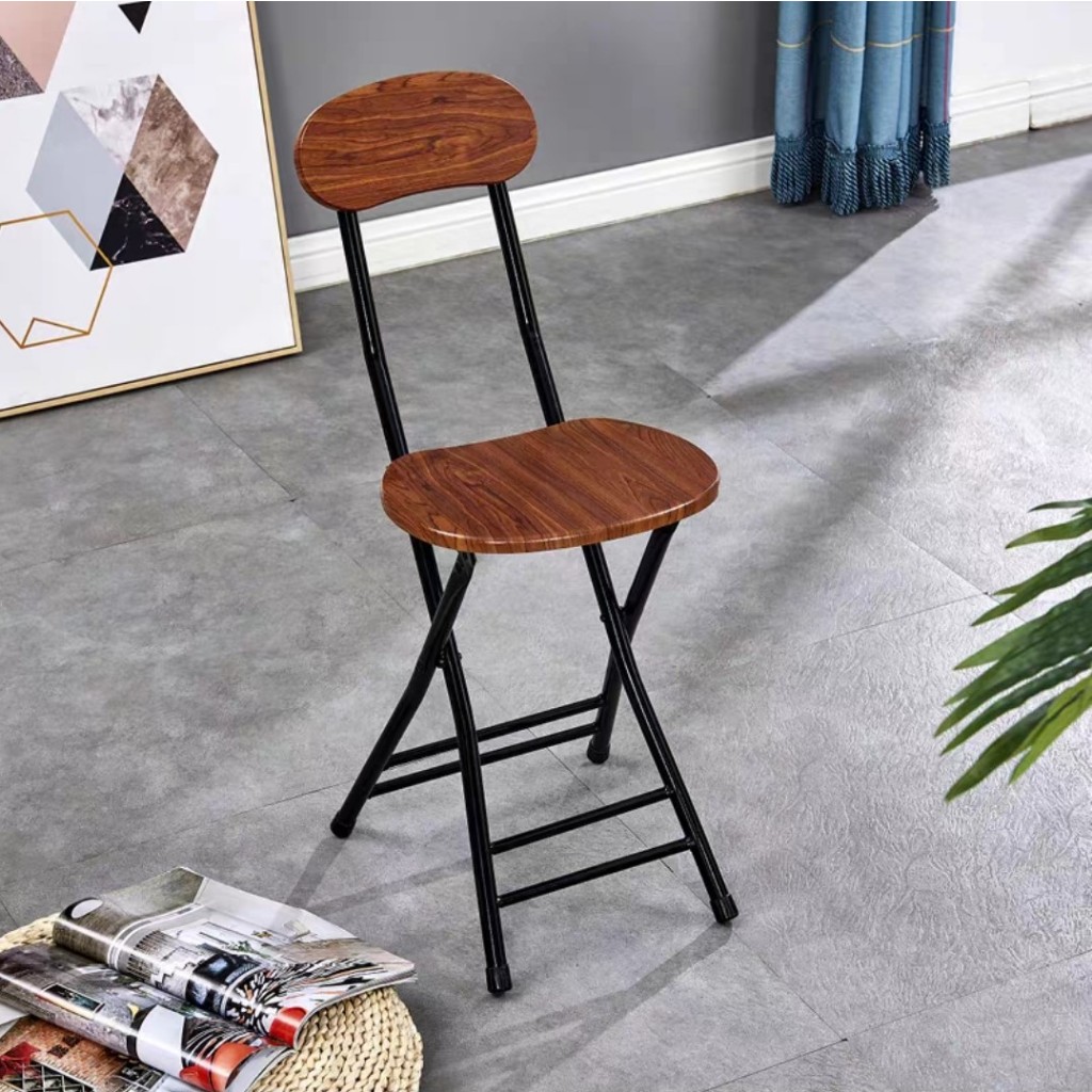 Ghế Gỗ Gấp Gọn đa Năng Ghế Dựa Lưng Ghế Làm Việc Mặt Gỗ Khung Thép Nhiều Màu Sắc Lựa Chọn