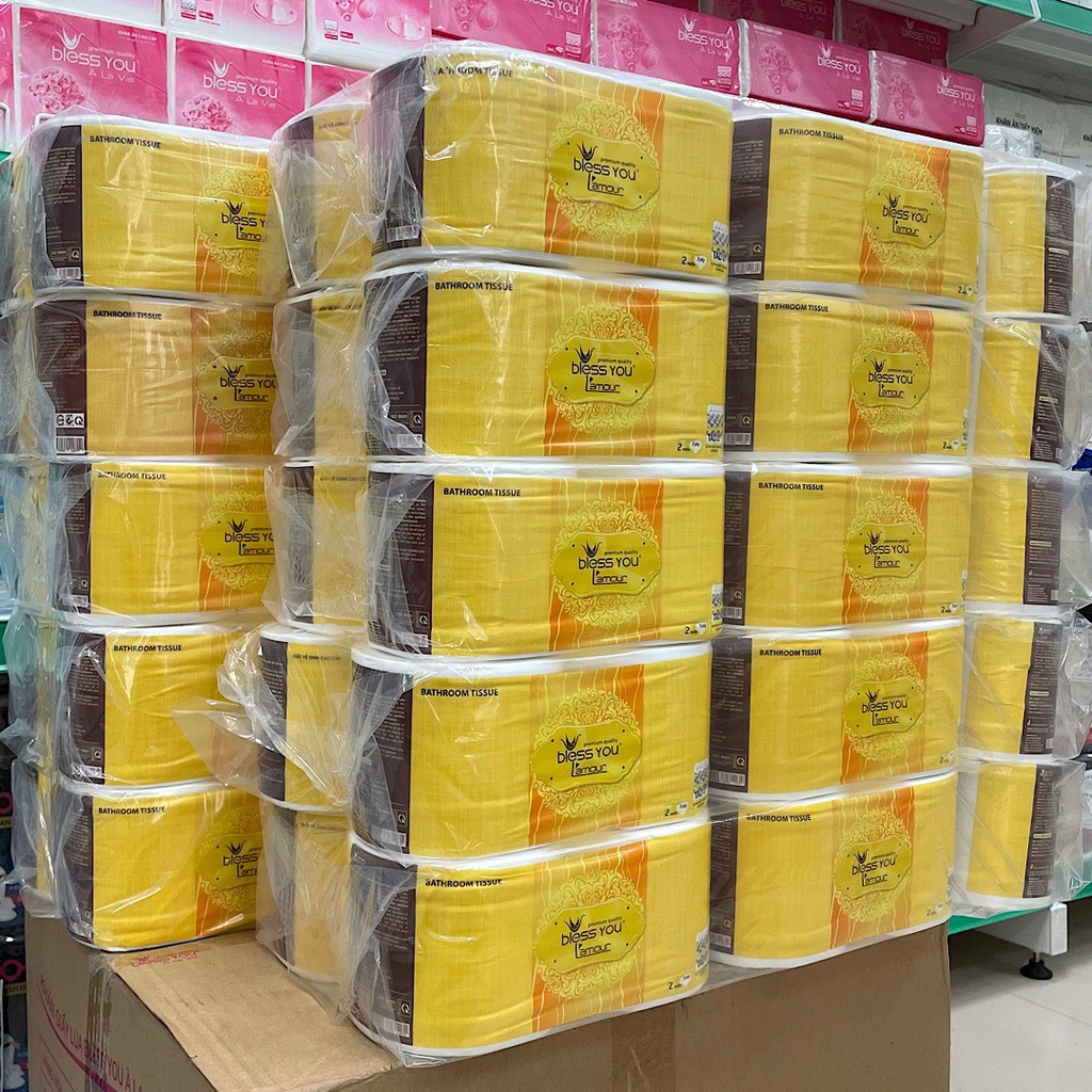 Lốc 10 cuộn Vàng Giấy Vệ Sinh Cao Cấp 3 Lớp Bless You Lamour (Bibistore ...