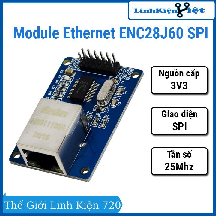 Module Ethernet Chíp ENC28J60 SPI nguồn cấp 3V3 tần số 25mHz | Shopee ...