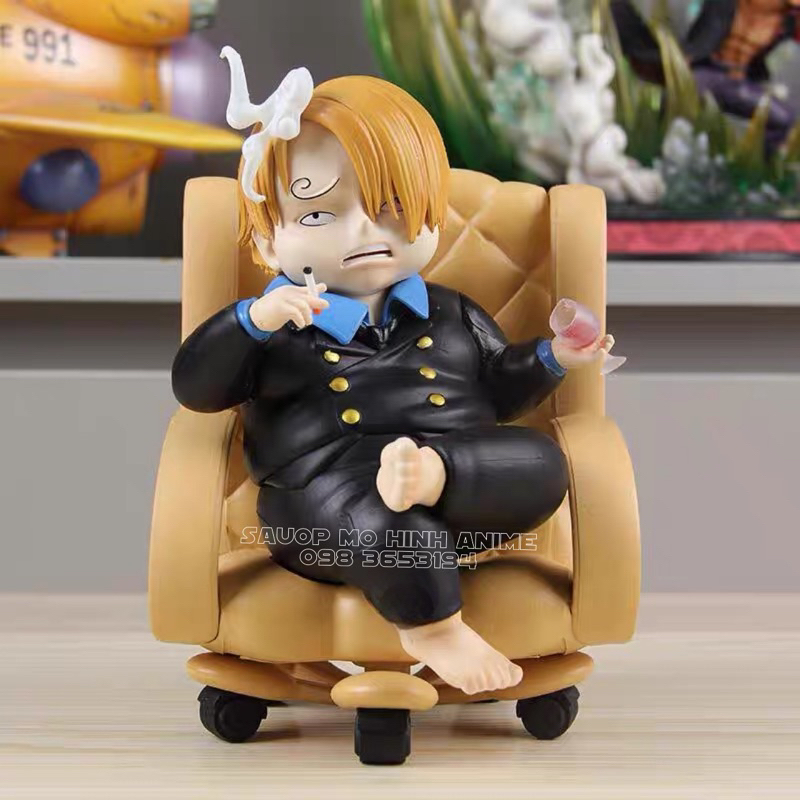 Mô hình Zoro béo, Sanji béo, Luffy béo ngồi ghế cao 13.5- 18cm (Mô hình ...