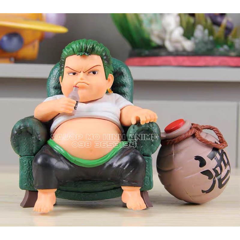 Mô hình Zoro béo, Sanji béo, Luffy béo ngồi ghế cao 13.5- 18cm (Mô hình ...