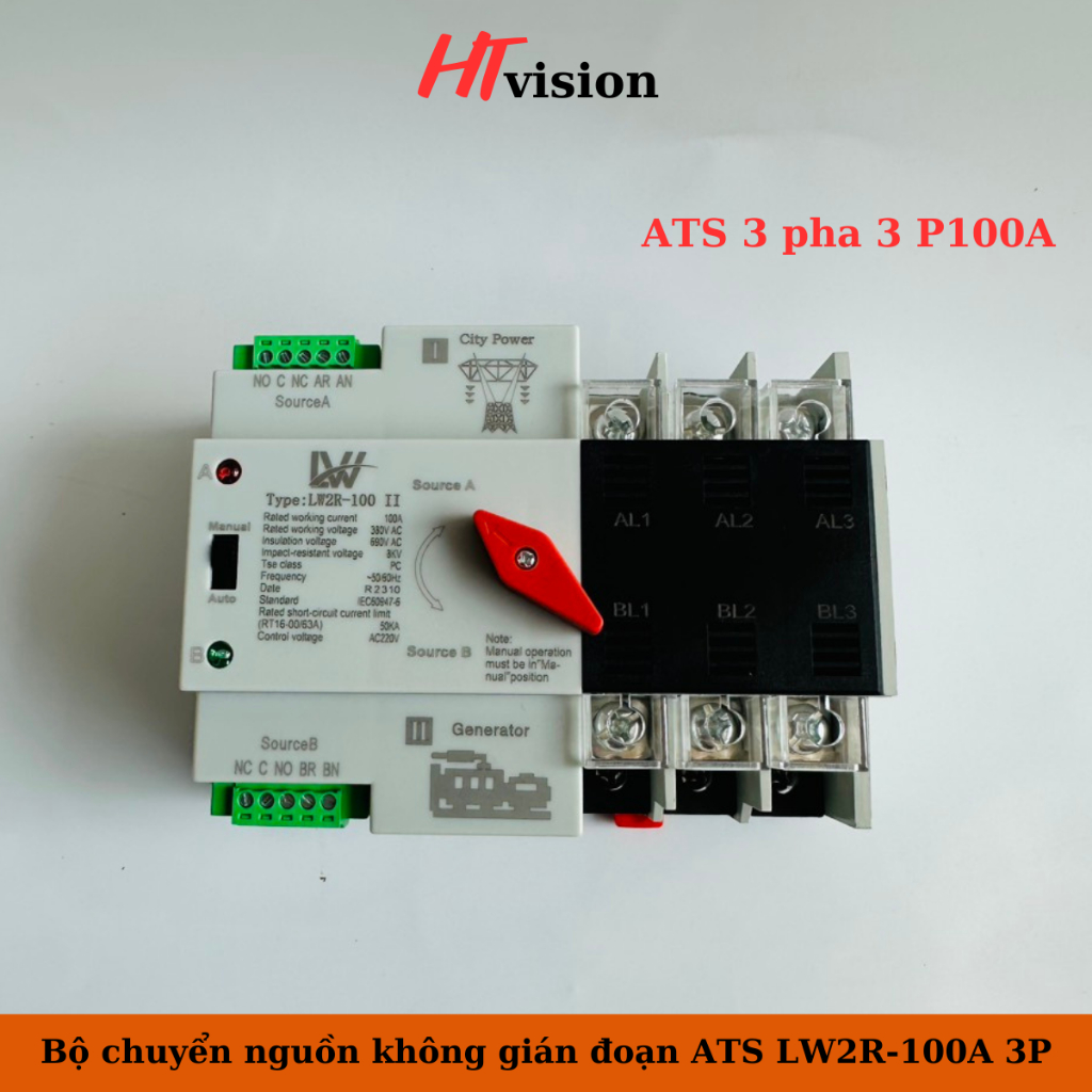 Bộ chuyển nguồn ATS LW2R-100 bộ chuyển nguồn 3 pha (380V) 3 cực 100A | Shopee Việt Nam