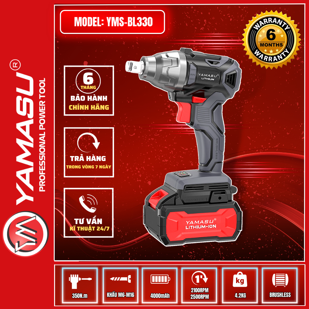 Máy siết bulong 20V lực siết 330N model YMS-BL 330 cao cấp, động cơ ...