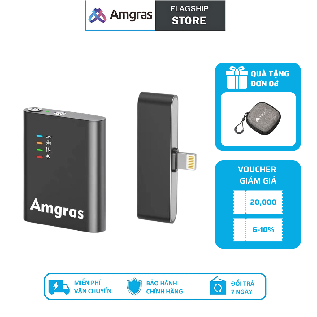 Micro Amgras Sound Meta 3C25, mic thu âm, không dây, khử tiếng ồn phù ...