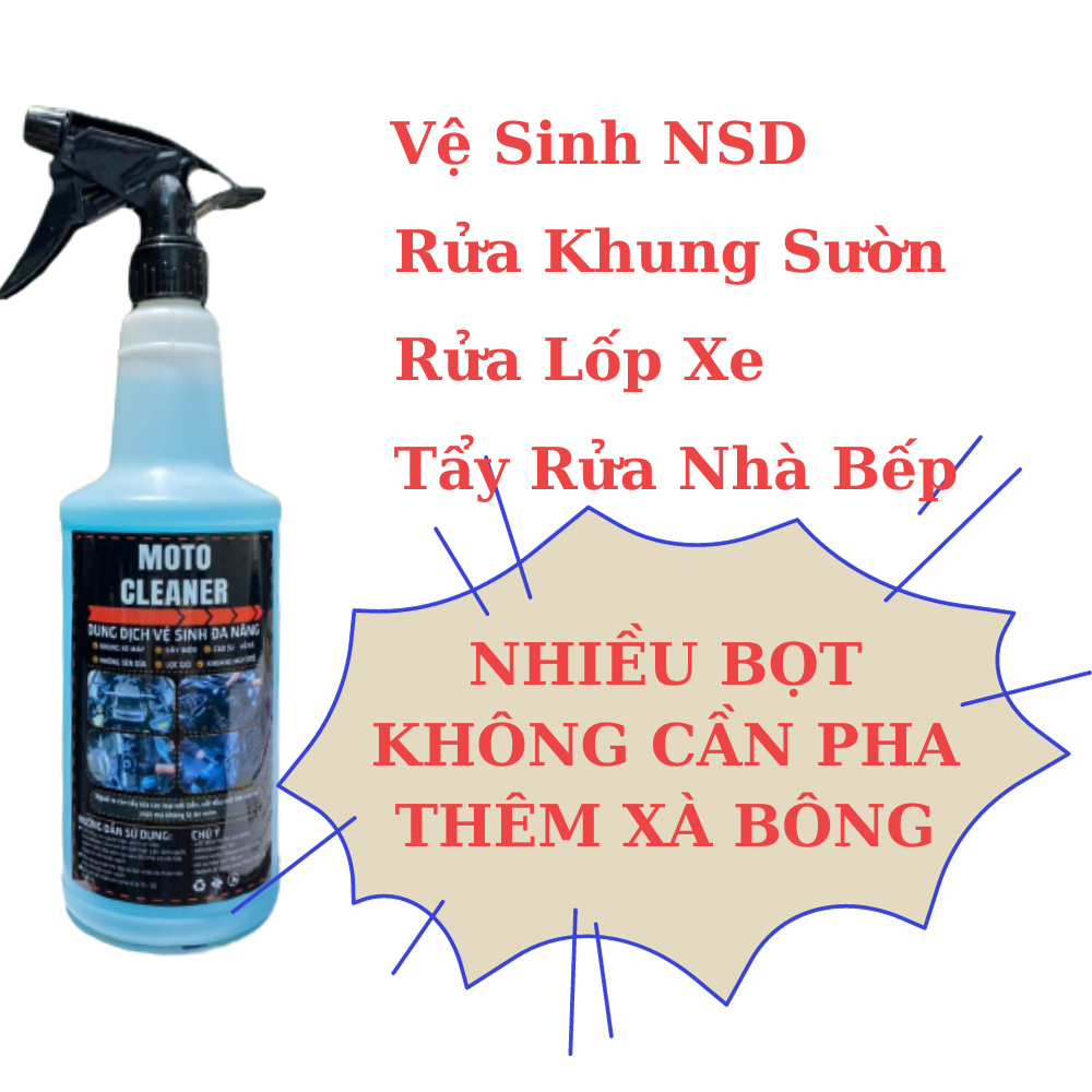 Dung dịch tẩy rửa đa năng moto cleaner 850ml vệ sinh nhông sên dĩa, rửa ...