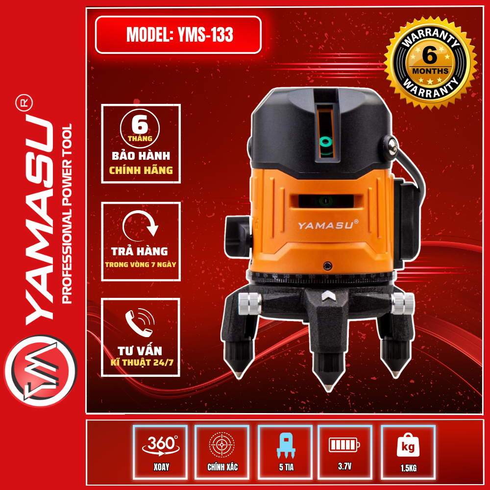 Máy cân bằng laze siêu sáng 5 tia xanh YAMASU YMS-133 tặng kèm chân laze 1,2m | Shopee Việt Nam