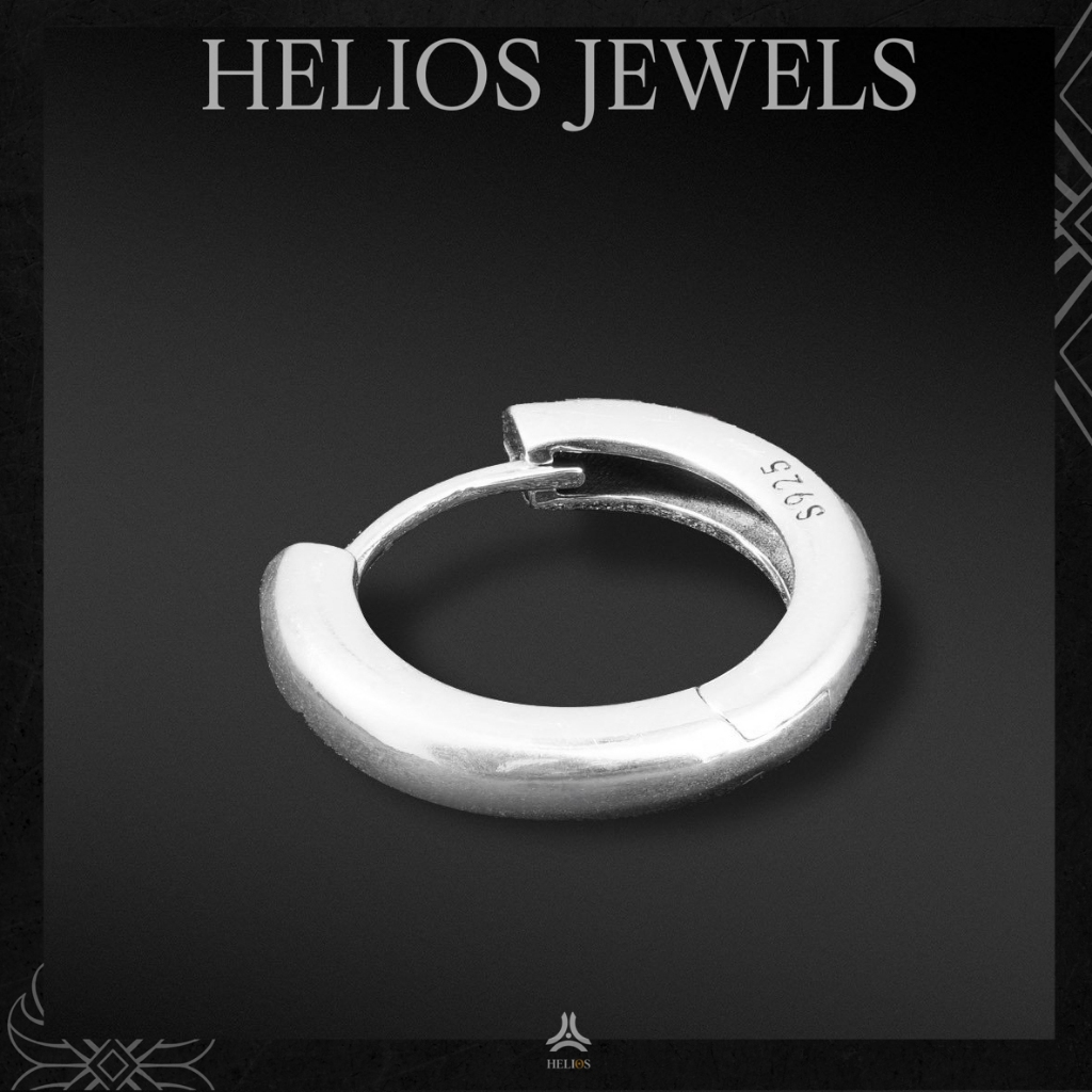 Khuyên tai bạc nam, nữ Helios Silver Classic bản to 14mm S925 KTB305 | Shopee Việt Nam