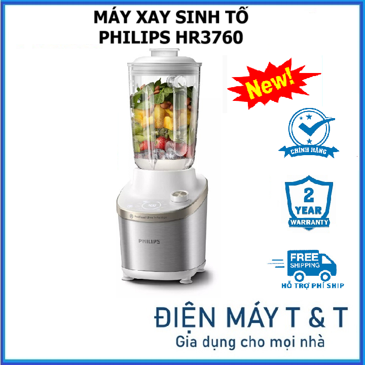Máy Xay Sinh Tố Philips HR3652 (1400W), mẫu mới HR3760 (1500W, chức ...