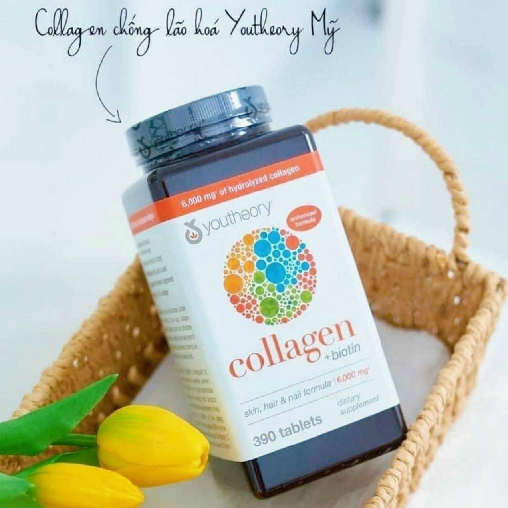 Viên uống bổ sung Collagen Youtheory Collagen + Biotin 6000mg 390 ...