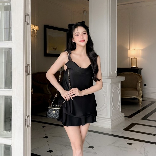 [COLIN CLOTHING] Áo nữ dáng suông dây lưng cánh tiên cổ đổ | Shopee ...