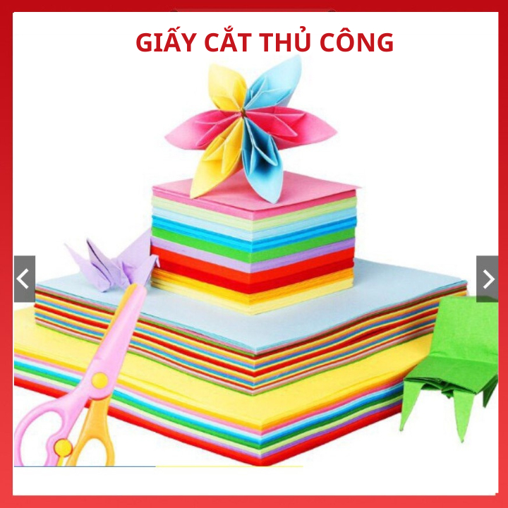 Tệp 100 tờ giấy gấp Origami, giấy thủ công gấp hạc hoa ( 10 màu tổng ...