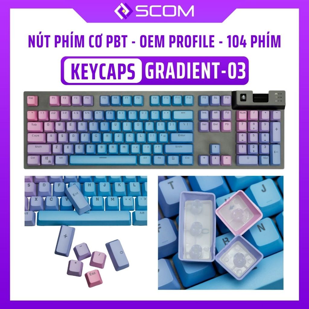 Set keycaps Gradient 03 - Set keycaps bàn phím PBT 104 phím OEM profile ...