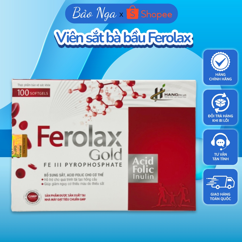 Viên sắt bà bầu, Trẻ em thiếu sắt Ferolax - Hộp 100 viên | Shopee Việt Nam