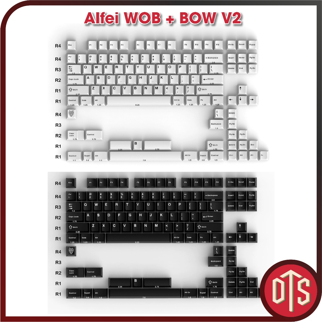 Keycap Aifei Black on White V2 | White on Black | BOW WOB | ABS double ...