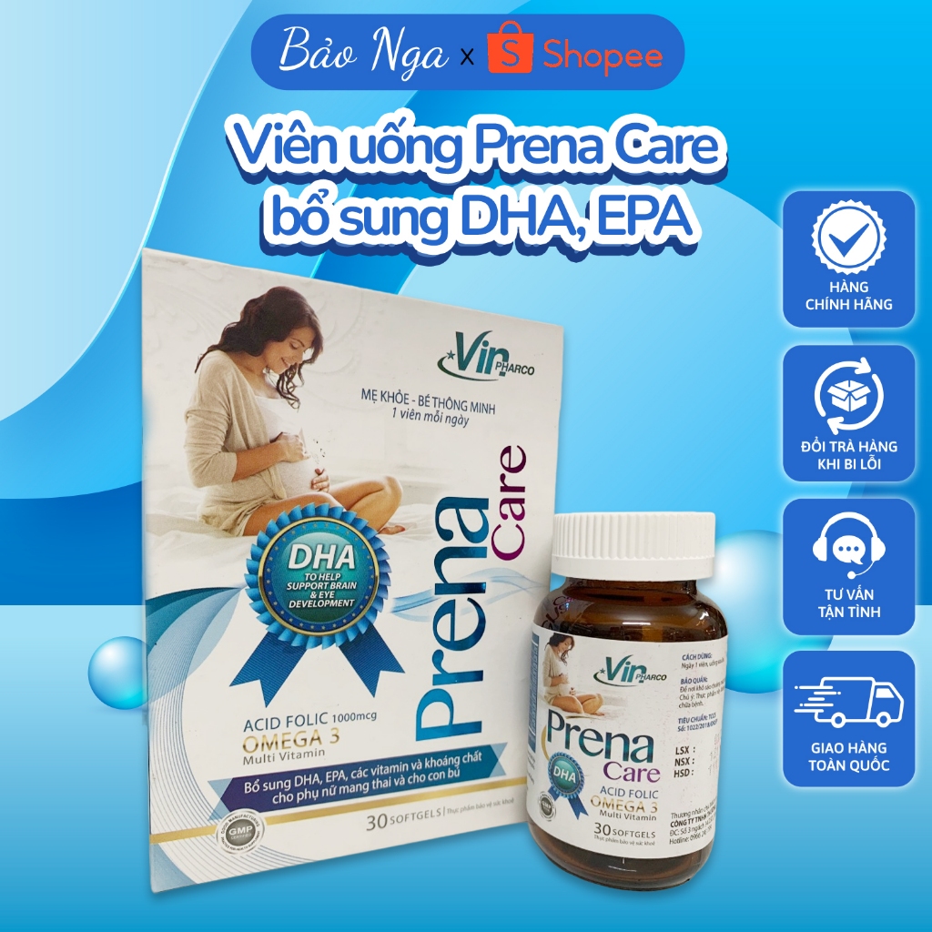 Viên uống Prena Care bổ sung DHA, EPA và các vitamin cho mẹ bầu hộp 30 ...