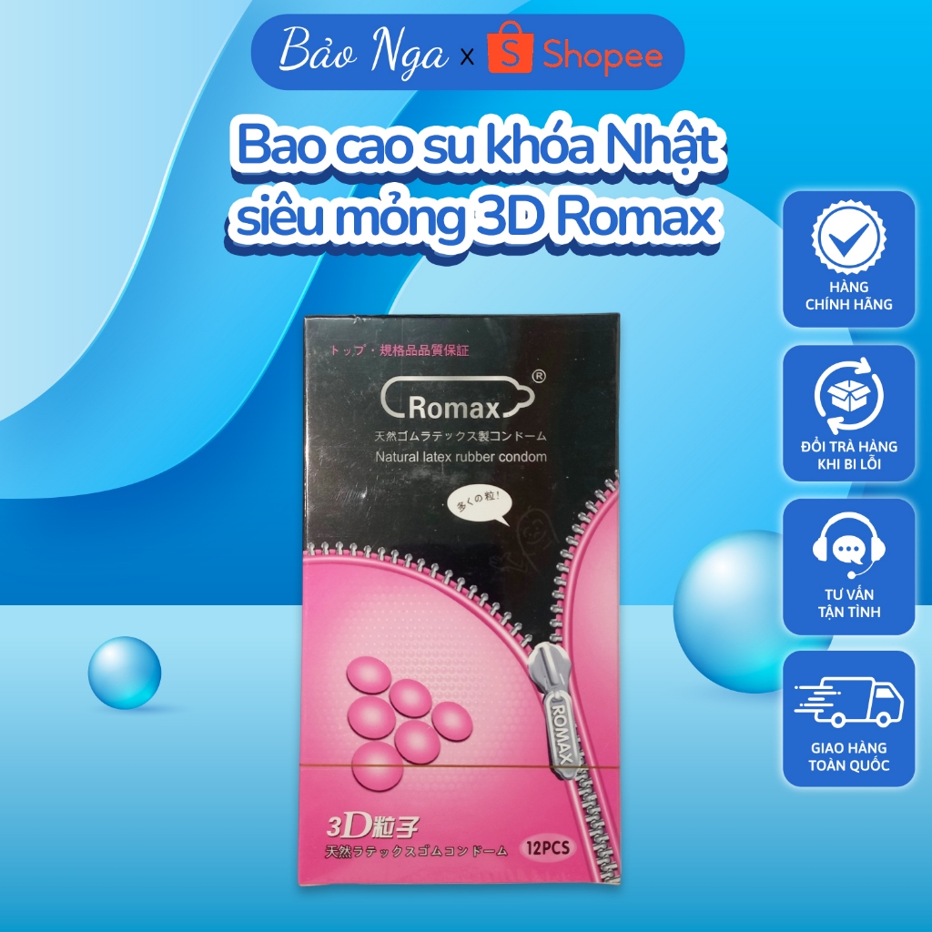Bao cao su khóa Nhật siêu mỏng 3D Romax 52mm (Hộp 12 cái) | Shopee Việt Nam