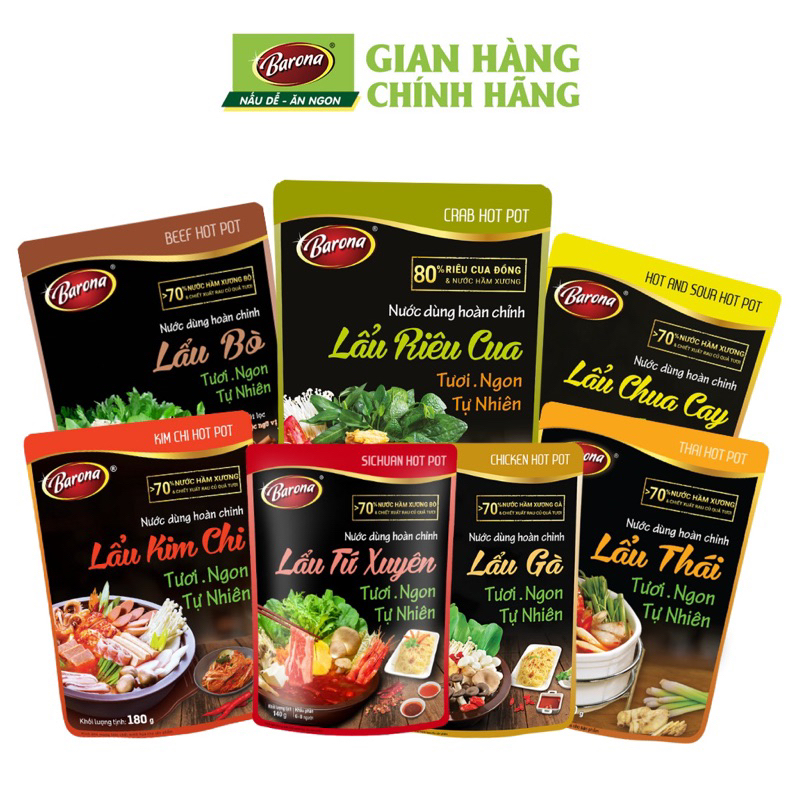 Lẩu Thái Barona, Bò, Riêu Cua, Kim Chi, Chua Cay, Nước Dùng Hoàn Chỉnh ...