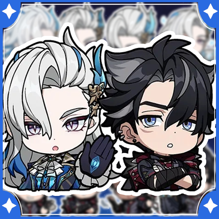 [Genshin Impact] Sticker Neuvillette x Wriothesley - Hình dán chibi ...