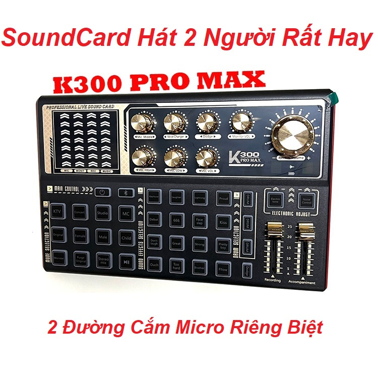 Sound Card Karaoke, LiveStream K300 Pro Max, Sound Card Thu Âm Hát Live ...