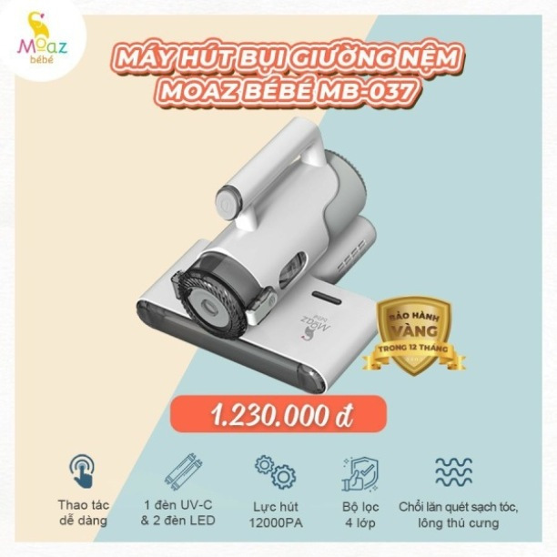MÁY HÚT BỤI GIƯỜNG NỆM CAO CẤP MB037 MOAZ BÉBÉ MB-037 VÀ NHIỆT ẨM KẾ ...